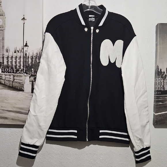 Marshmello | Jackets & Coats | Black And White Varsity Jacket With M ...